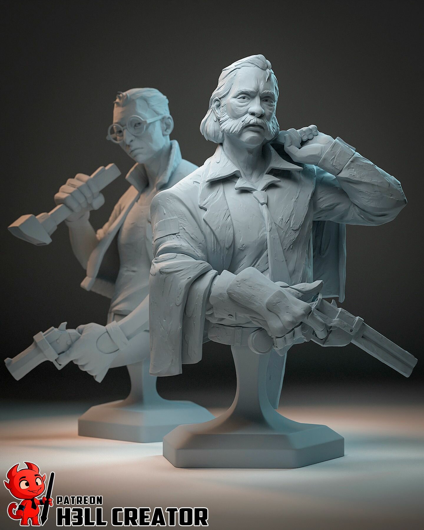 Сборная модель Busts of Harry and Kim (Disco Elysium), бюст, 86мм для покраски