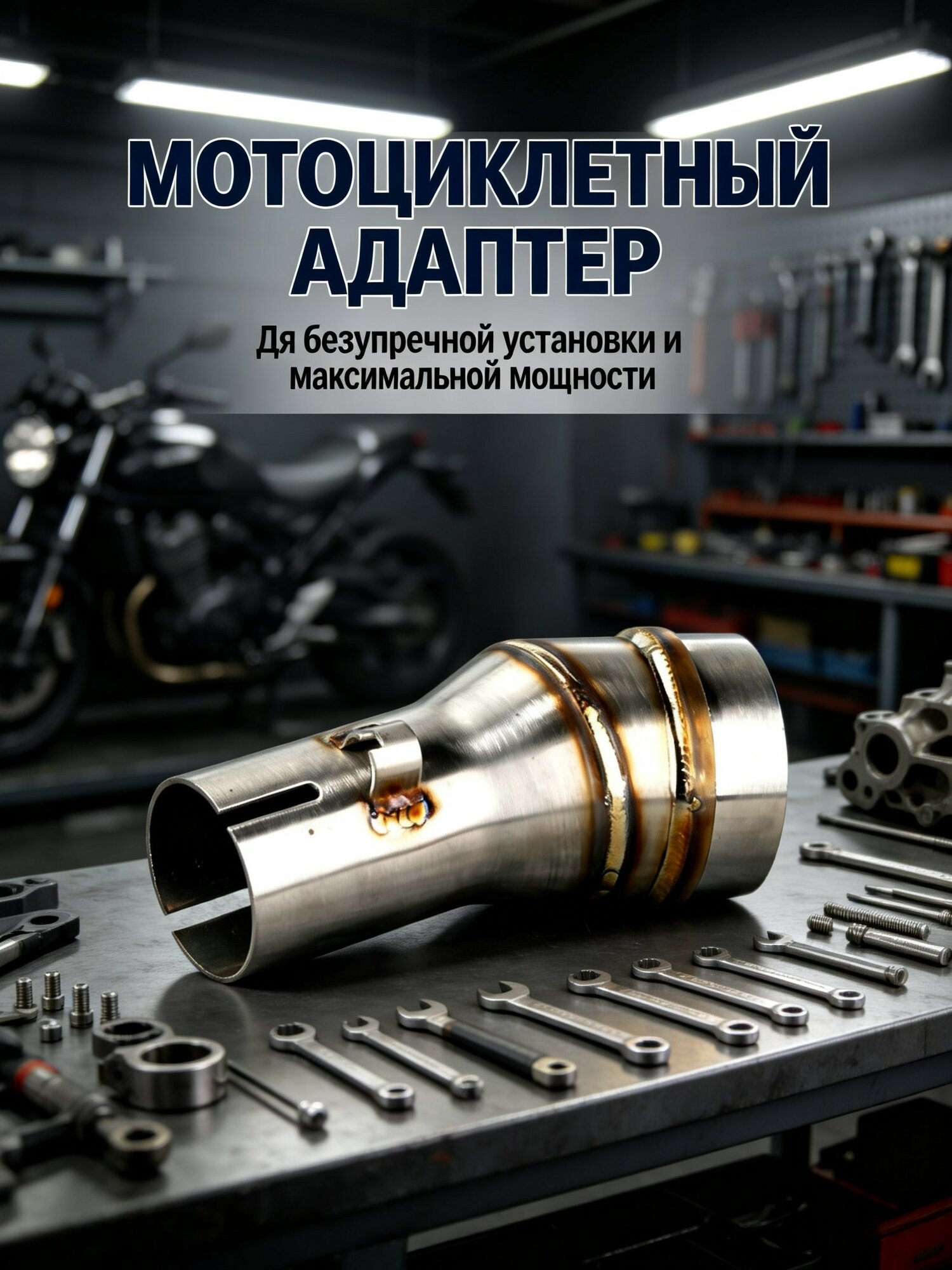 Переходник для выхлопной трубы мотоцикла 50,5 мм до 35,5 мм, соединитель глушителя модель GP для сварки и крепления с кольцом и пружинами