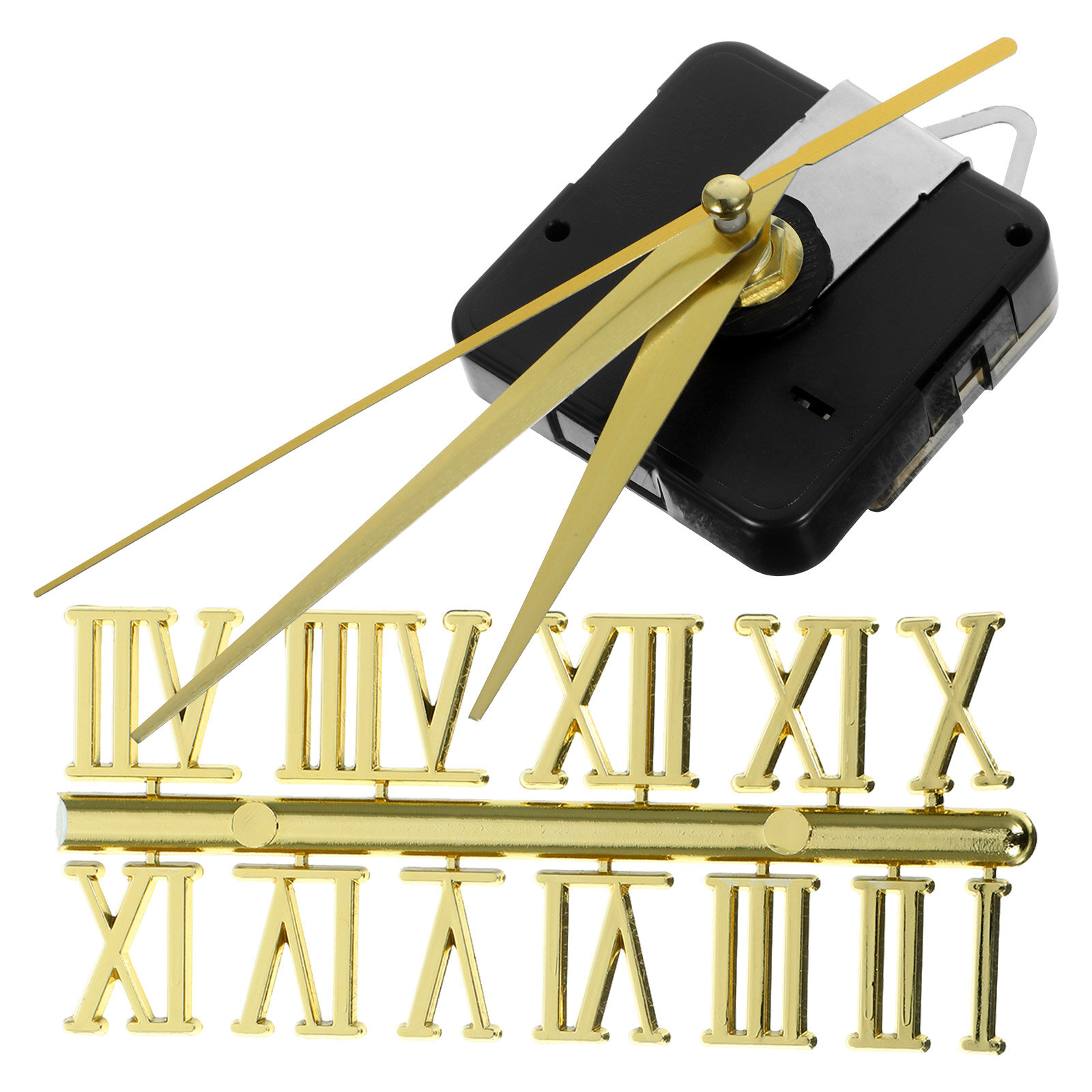 Механизм для часов, простой часовой механизм, настенные часы с римскими цифрами, бесшумные кварцевые часы со стрелками (ось 14#, золотые римские цифры 13+001).