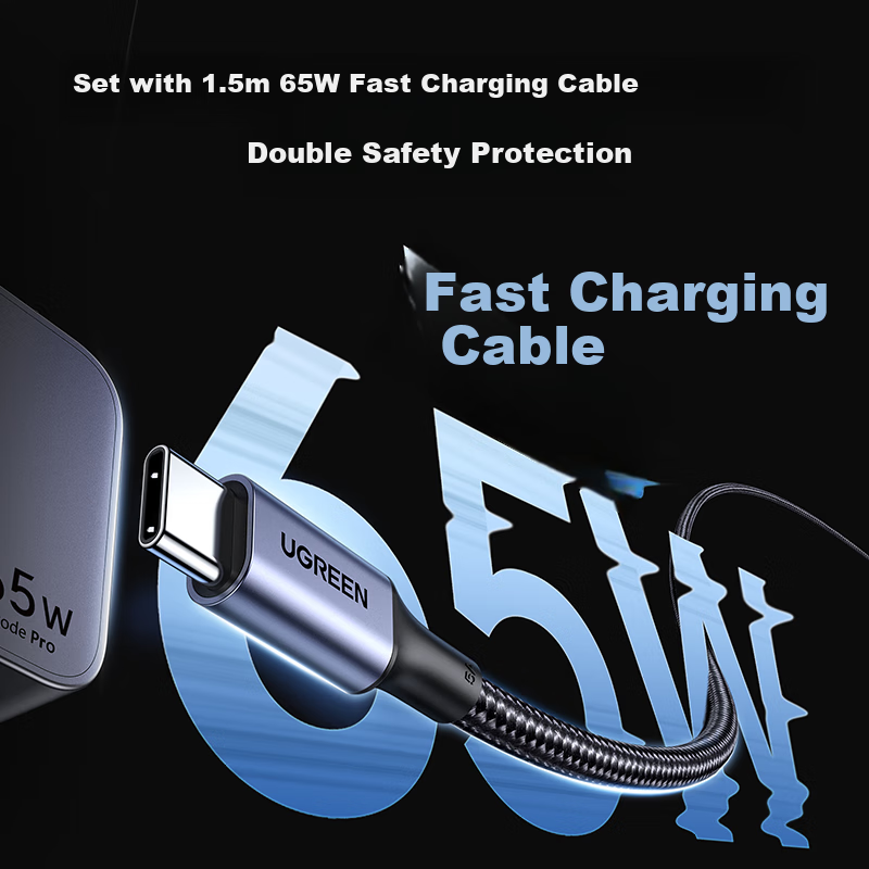 UGREEN 65 Вт комплект зарядного устройства GaN с PD быстрой зарядкой для Switch, Apple, Huawei, Samsung и MacBook Pro