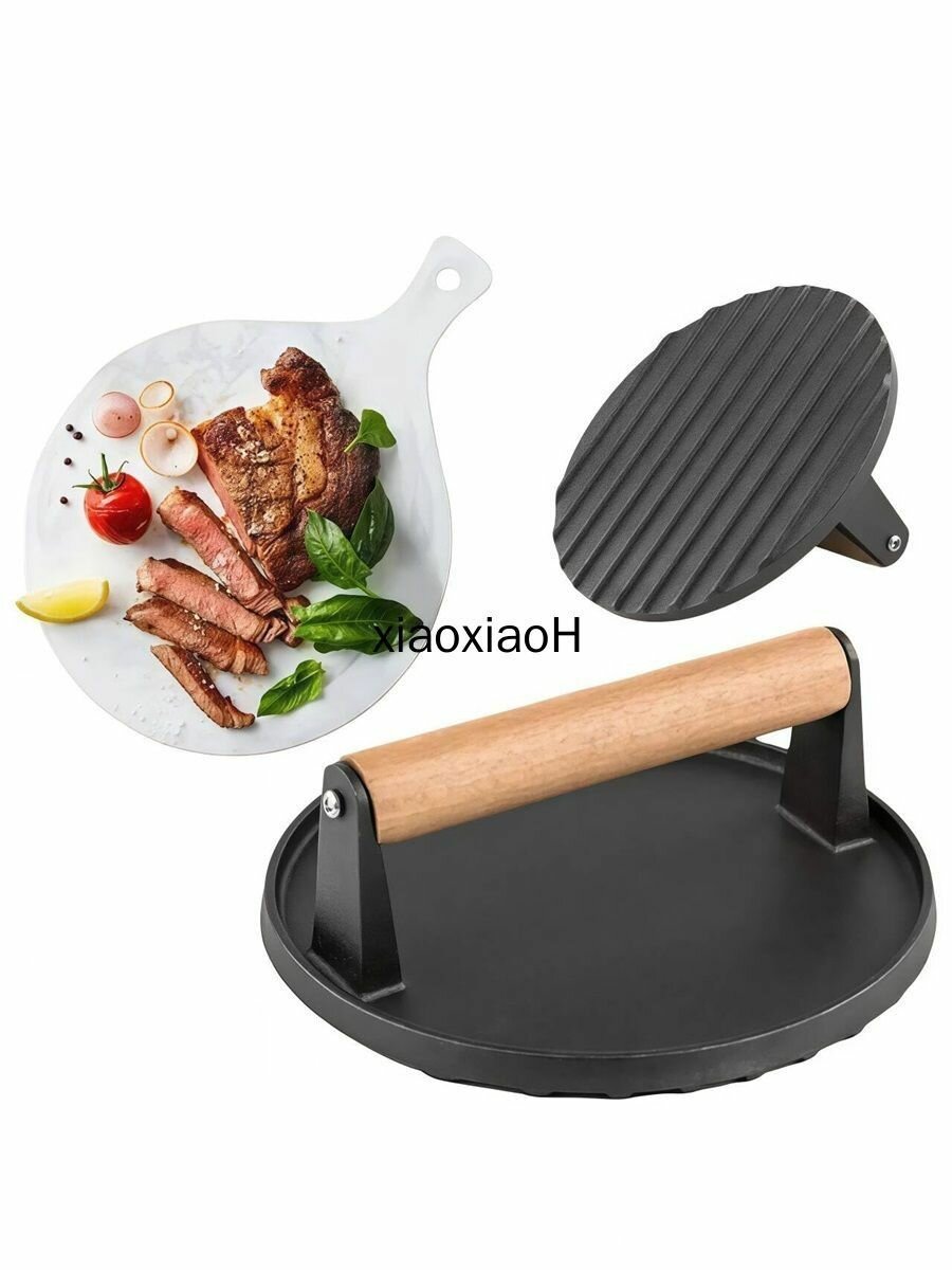 Сковорода-гриль сковорода для цыпленка табака с прессом, 17.5 см, без крышки, с фиксированной ручкой