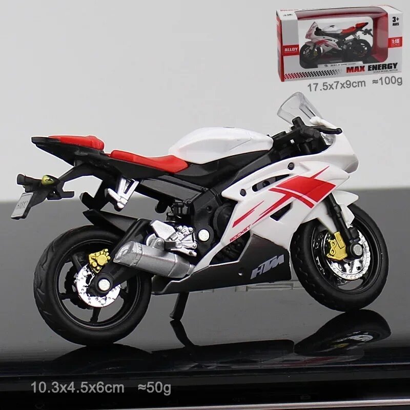 Мотоцикл Welly 1:18, белый Yamaha, коллекционный