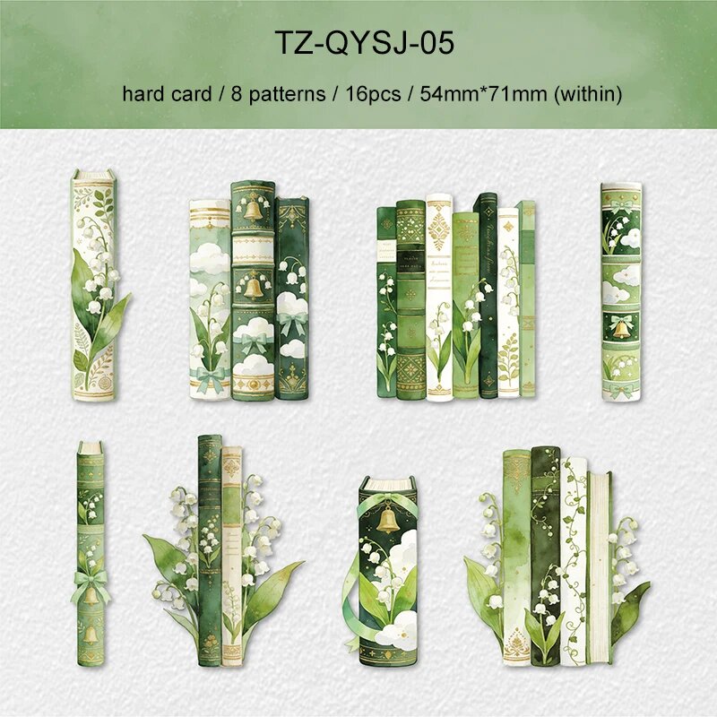 Наклейки TZ-QYSJ-05, 16 шт, серия Reading Spine