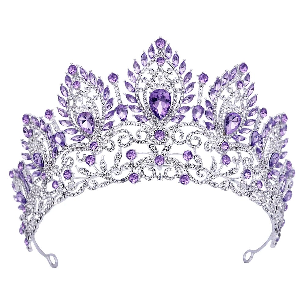 Корона для волос хрустальная, сиреневая, Silver Purple
