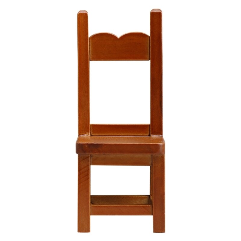 (Один) кукольный домик 1:12 mini furniture craft ob11 стул из массива дерева-темно-бордовый