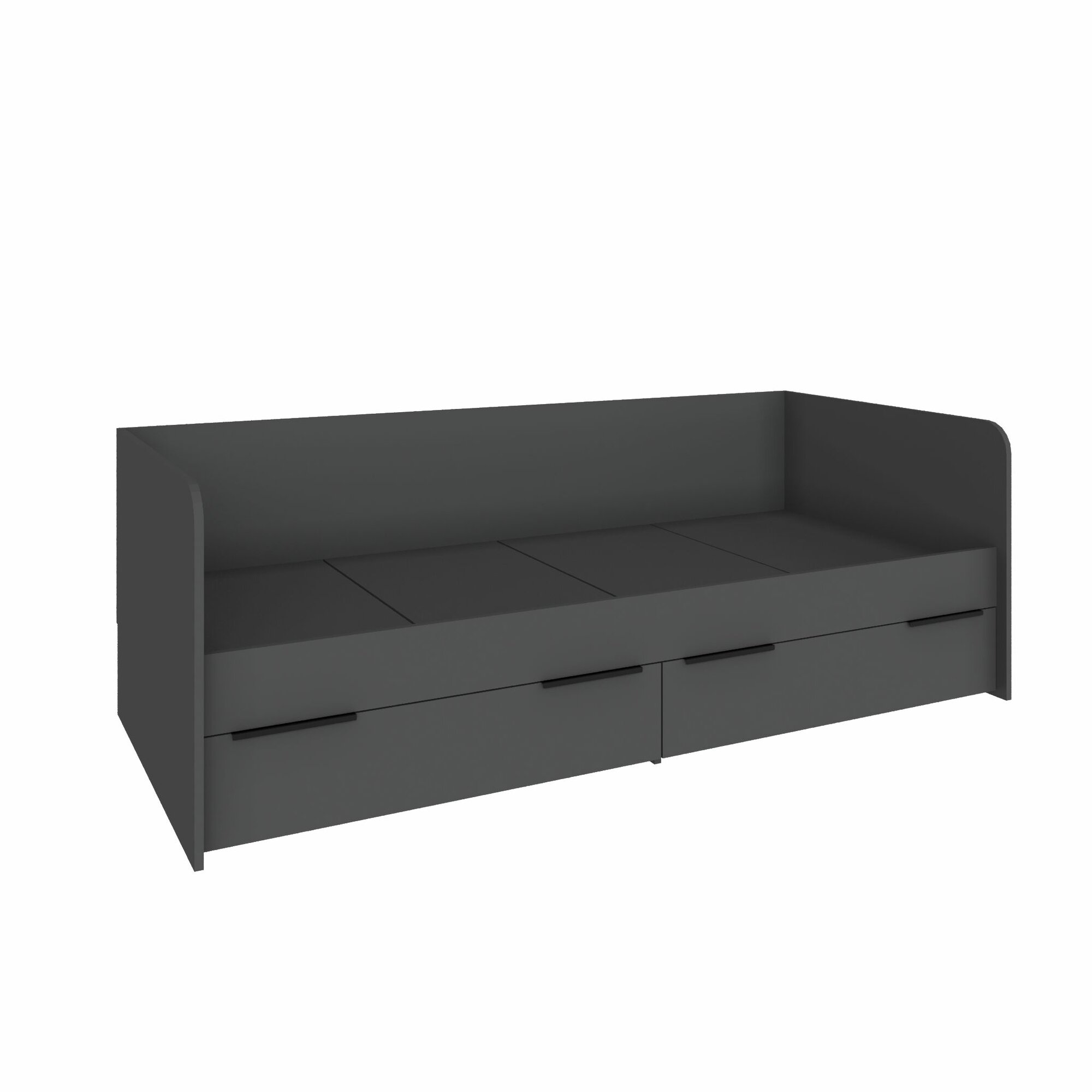 Подростковая Кровать Мадрид (0,8) с 2 ящиками (Графит серый) 650x1892x862 тэкс