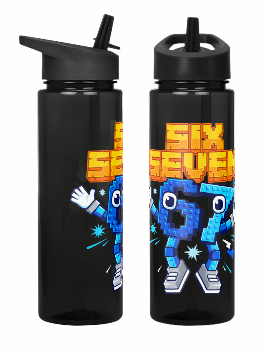 Бутылка черная для воды с принтом 67 сикс севен six seven шесть семь сик севен y2k