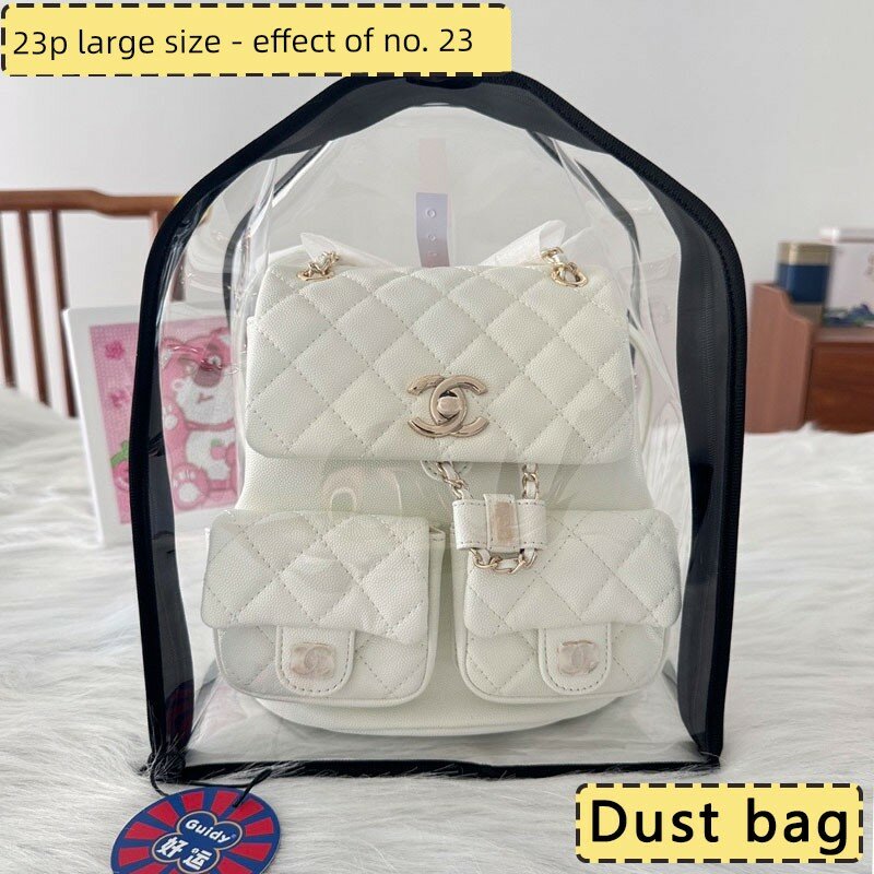 Прозрачная водонепроницаемая запечатывающаяся сумка-чехол для рюкзака Chanel Frog среднего размера 20.5x11.5x20 см,