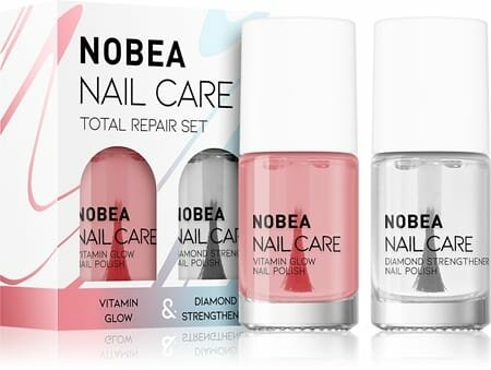Набор лаков для ногтей NOBEA Nail Care Diamond Strength Set Total repair set, прозрачный, 12 мл