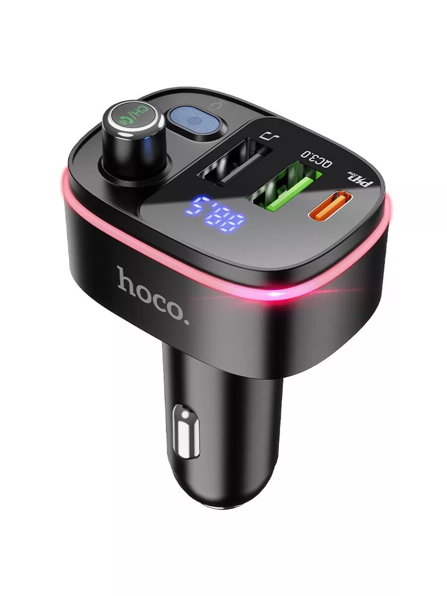 FM-трансмиттер HOCO E62 2USB+Type-C microSD bluetooth 5.0 черный — фото 1