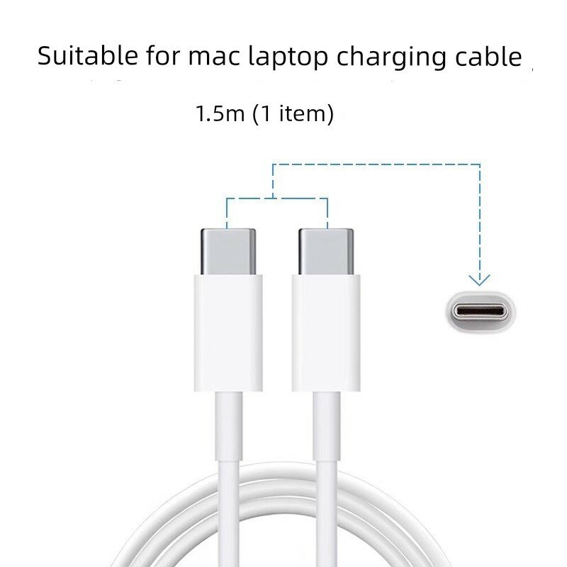 Кабель зарядки с двойным разъемом Type-C USB-C для MacBook, поддерживает быструю зарядку 87Вт/96Вт, высокоскоростная