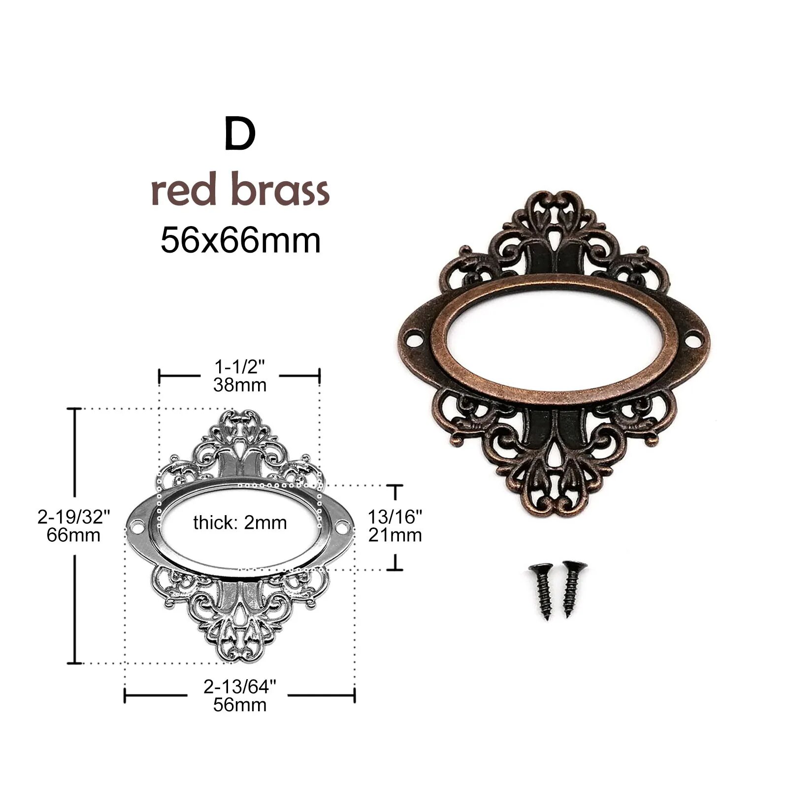 Металлическая ручка D 56x66mm red brass