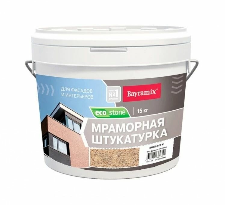 Мраморная штукатурка Bayramix 1,0-1,5мм с естественным блеском натур. камня Ecostone C.976 (15кг)