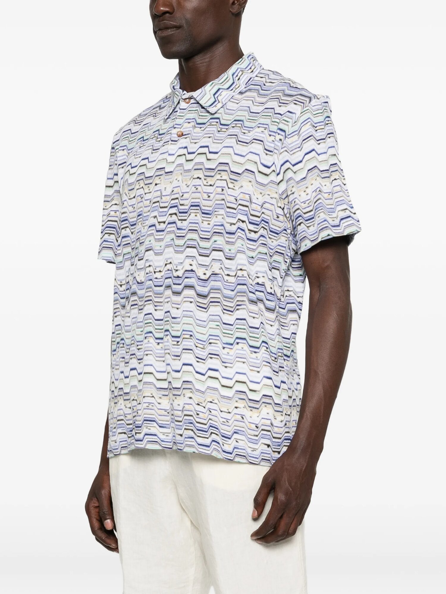 Рубашка Missoni Zigzag-pattern polo shirt, размер 48, синий — фото 1