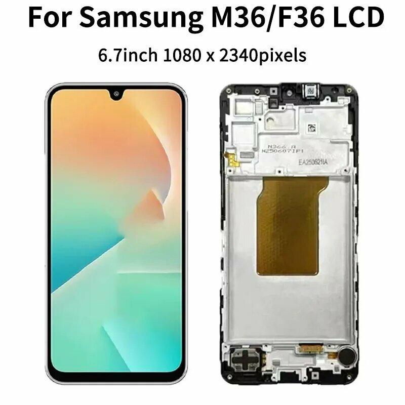 6,7-дюймовый OLED-дисплей для Samsung Galaxy M36, SM-M366B, SM-M366B/DS, ЖК-дисплей с рамкой, сенсорный экран, панель управления, комплектующие.