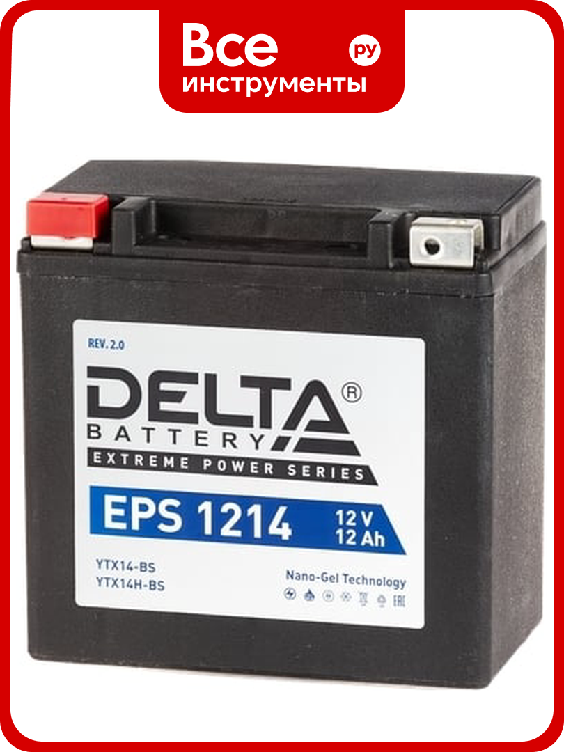 Аккумуляторная батарея Delta EPS 1214 свинцово-кислотная GEL конструкция прямая полярность температурный