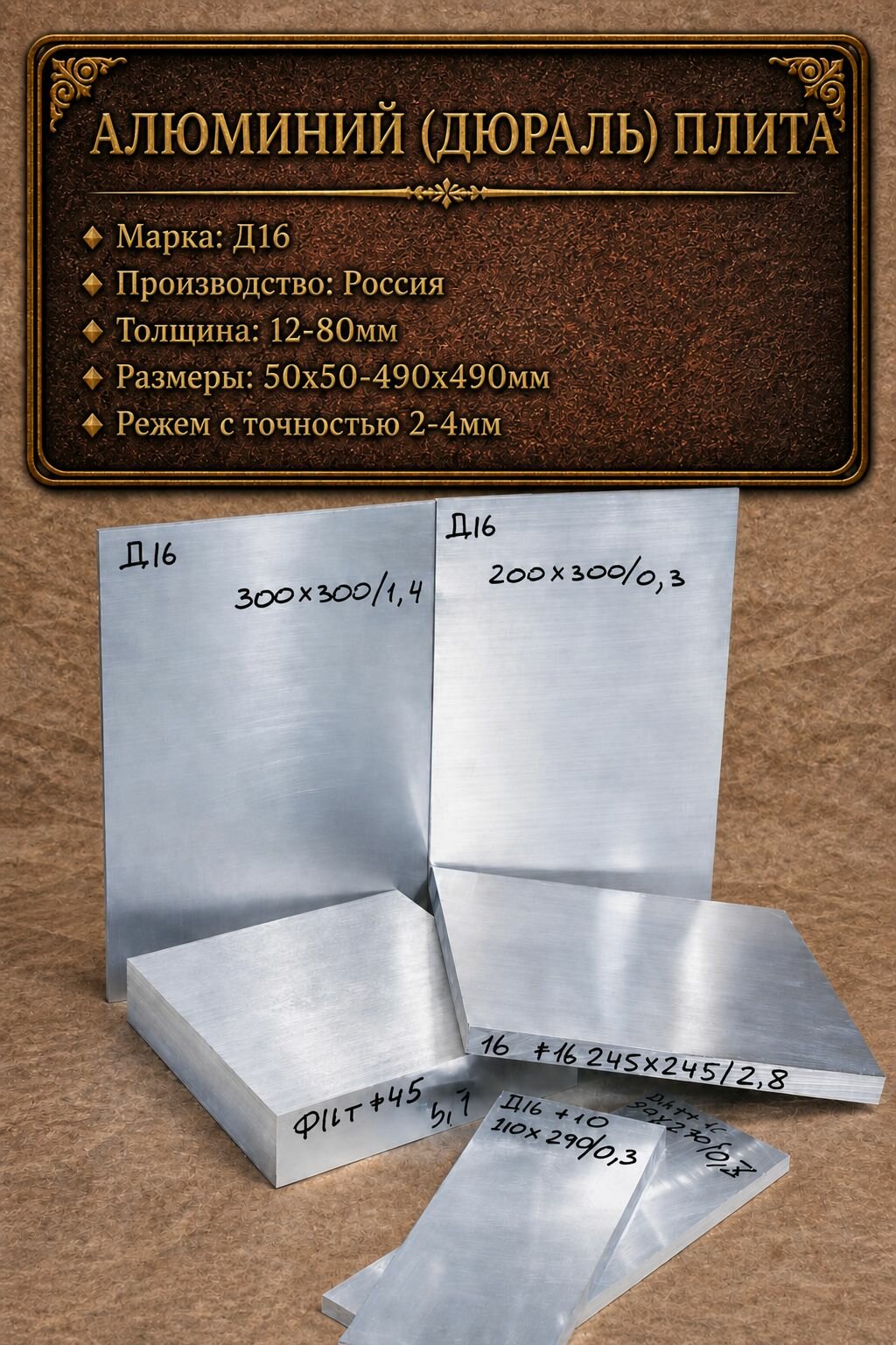 Алюминий(Дюраль) Лист, Плита, Пластина Д16толщиной 60 мм 90х490мм
