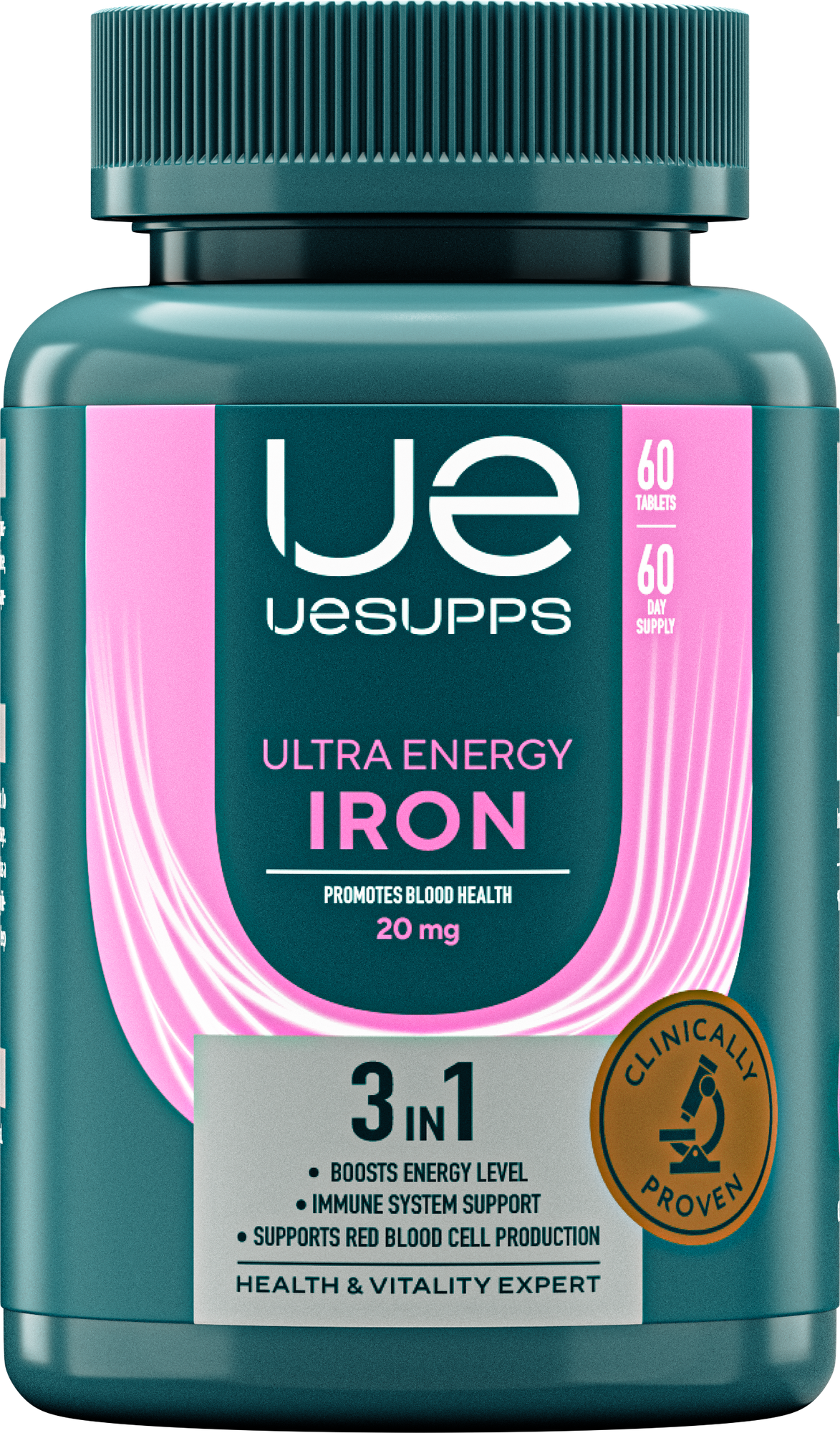 UESUPPS Витамин Железо 60 таблеток Ultra Energy Iron 60 Tablets 200ml