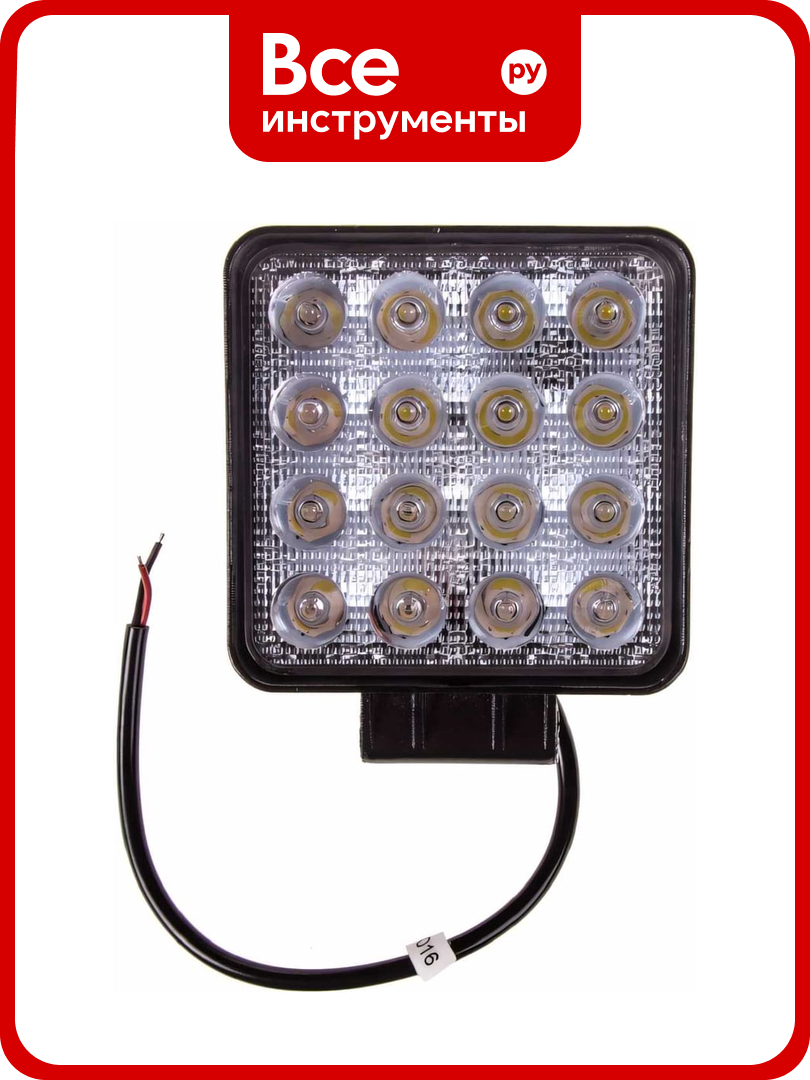 Светодиодная фара SKYWAY OFF ROAD квадратная 12V/24V 48W 6000К 16 диодов, дальний свет S07201015