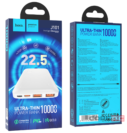 Повербанк внешний аккумулятор Powerbank Hoco J101 10000mAh 2USB/1C 22.5W белый