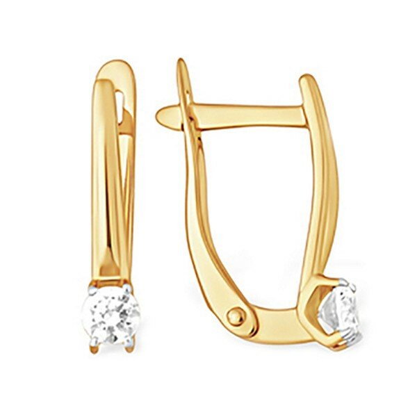 Серьги, красное золото, 585 проба, фианит