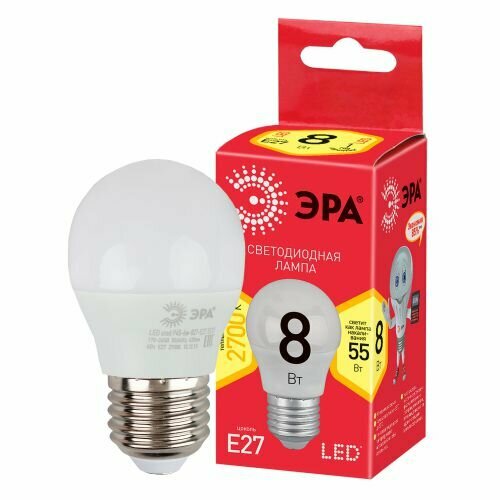Лампа светодиодная RED LINE LED P45-8W-827-E27 R Е27 / E27 8Вт шар тепл. бел. свет Эра Б0053028