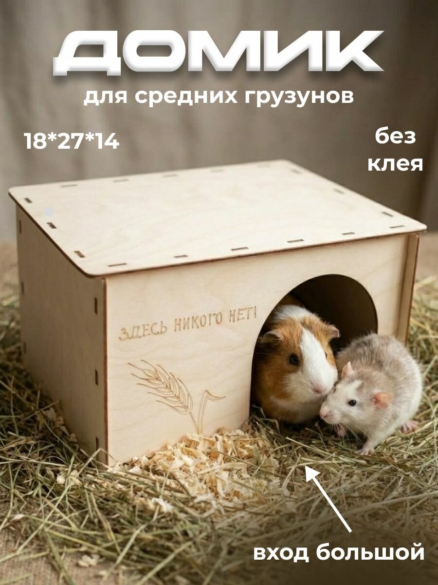Домик для крыс кролика шиншиллы морской свинки дегу ежика, дом для грызунов деревянный, 14х27х18 см