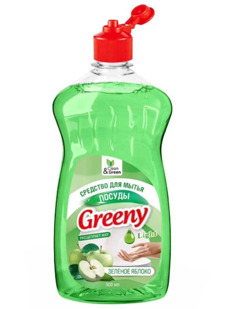 Гель для мытья посуды густой Clean&GreenЗеленое яблоко 500мл