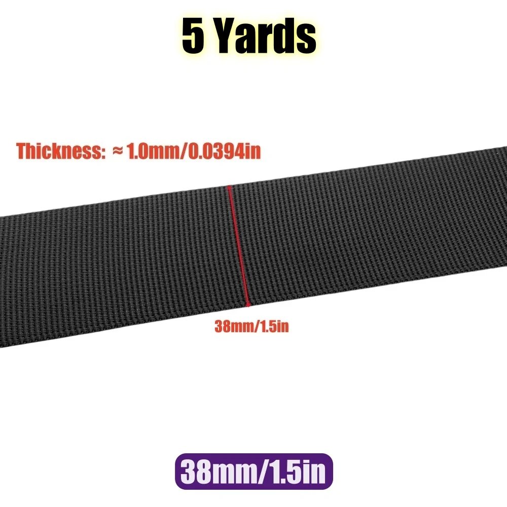 Черная нейлоновая стропа 10-50 мм, 5 ярдов 457cmX38mmX1mm
