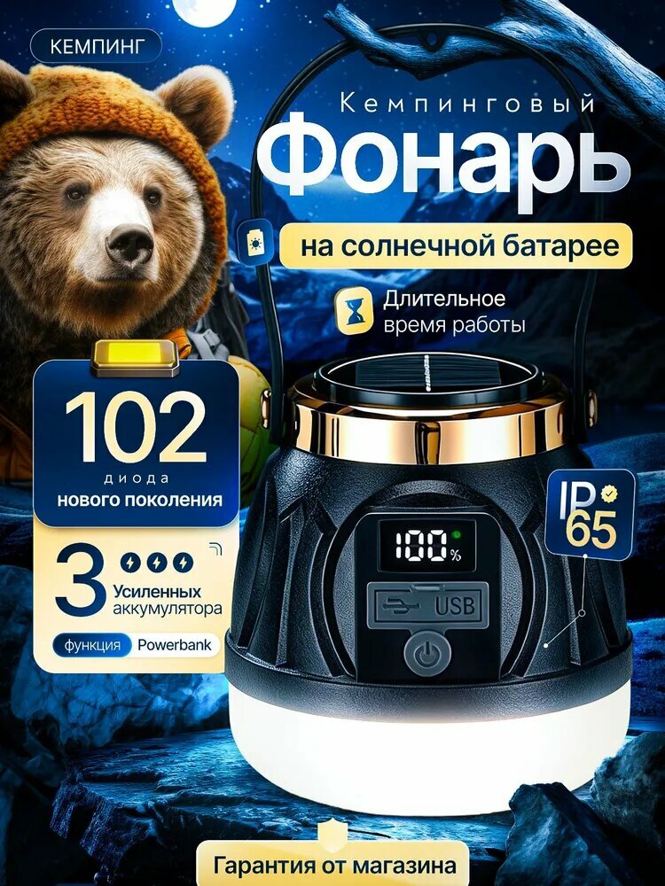 Кемпинговый фонарь аккумуляторный светодиодный, мощный, для туризма и отдыха на природе