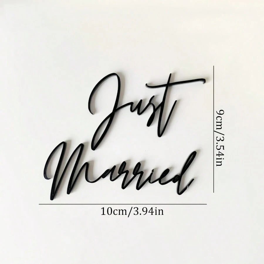 Набор из 3-х акриловых топперов для торта "Just Married" черного цвета Deep Sapphire