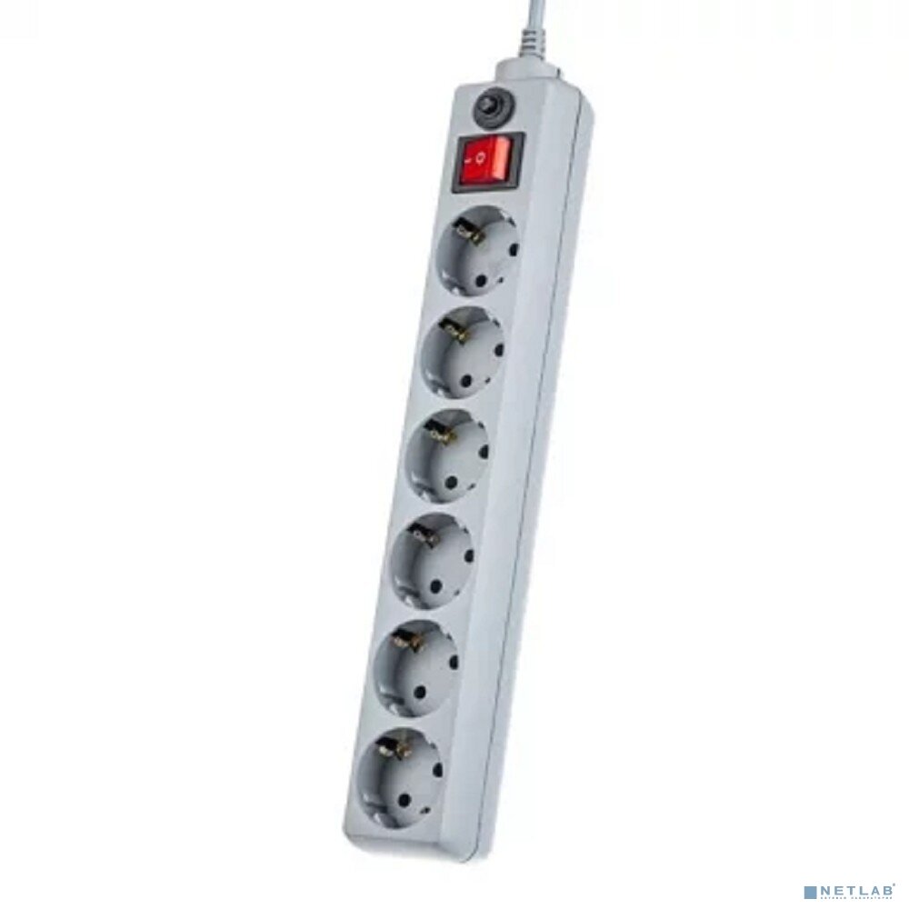 Perfeo Сетевой фильтр "POWER+", PF_A4675 (5,0м, 6 розеток, серый (PF-PP-6/5,0-G))