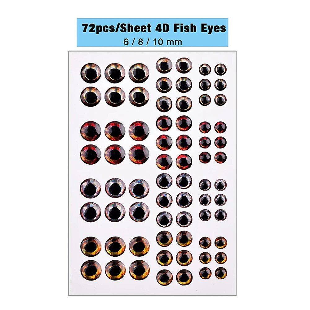 Рыболовные глаза 4D пластик 80 шт 6-8-10mm-144pcs