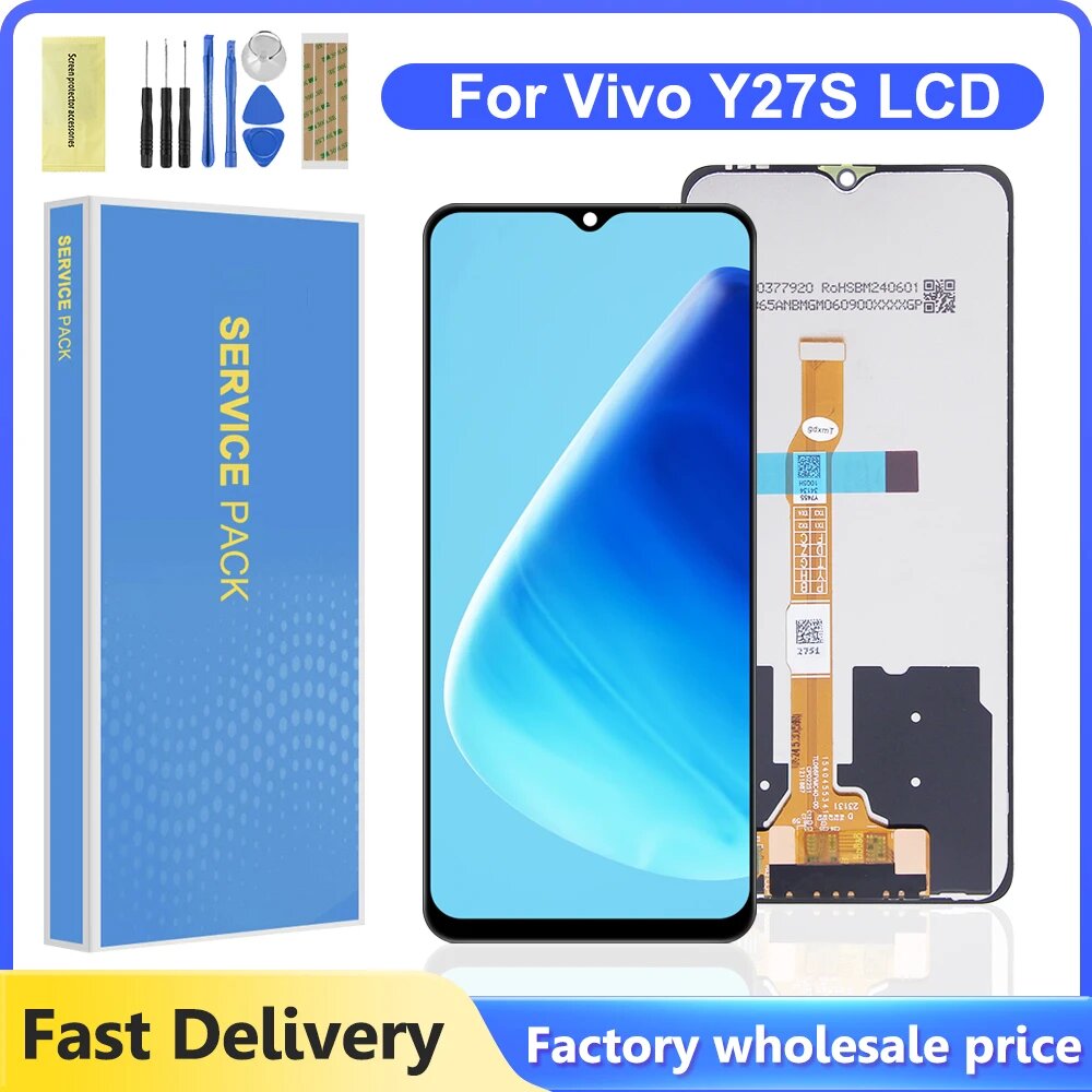 6,64-дюймовый дисплей для Vivo Y27s, ЖК-дисплей, сенсорный экран, дигитайзер в сборе, Black No Frame