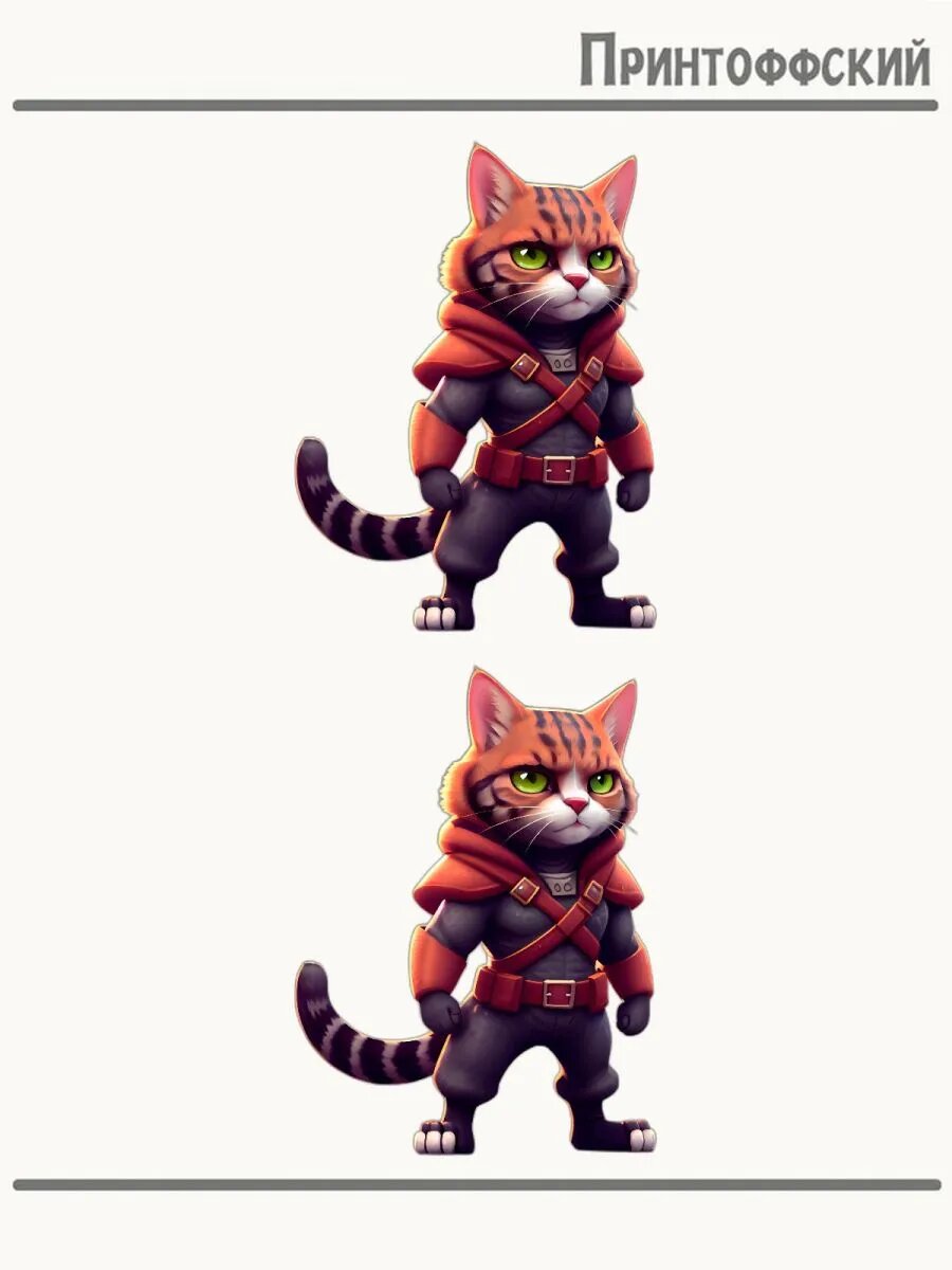 2-е (Две) Термонаклейки рыжий кот в доспехах cats