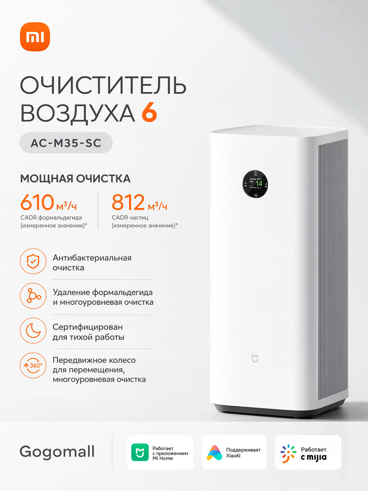 Очиститель воздуха Xiaomi Mijia Smart Air Purifier 6 AC-M35-SC CN