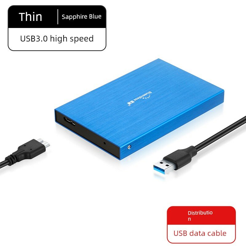 750GB Жемчужно-голубой внешний жесткий диск USB 3.0 с ударопрочным чехлом, кабелем и адаптером