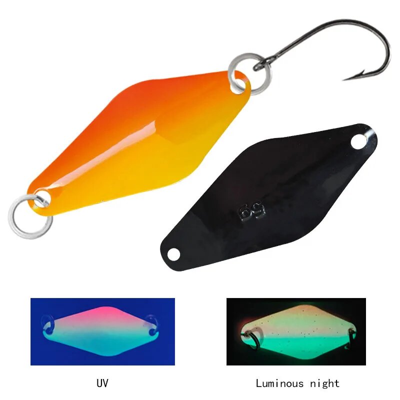 Блесна-ложка Rhombus Copper Spoon SHENGMEIYU с двусторонней УФ-светящейся покраской 2.5g, 2