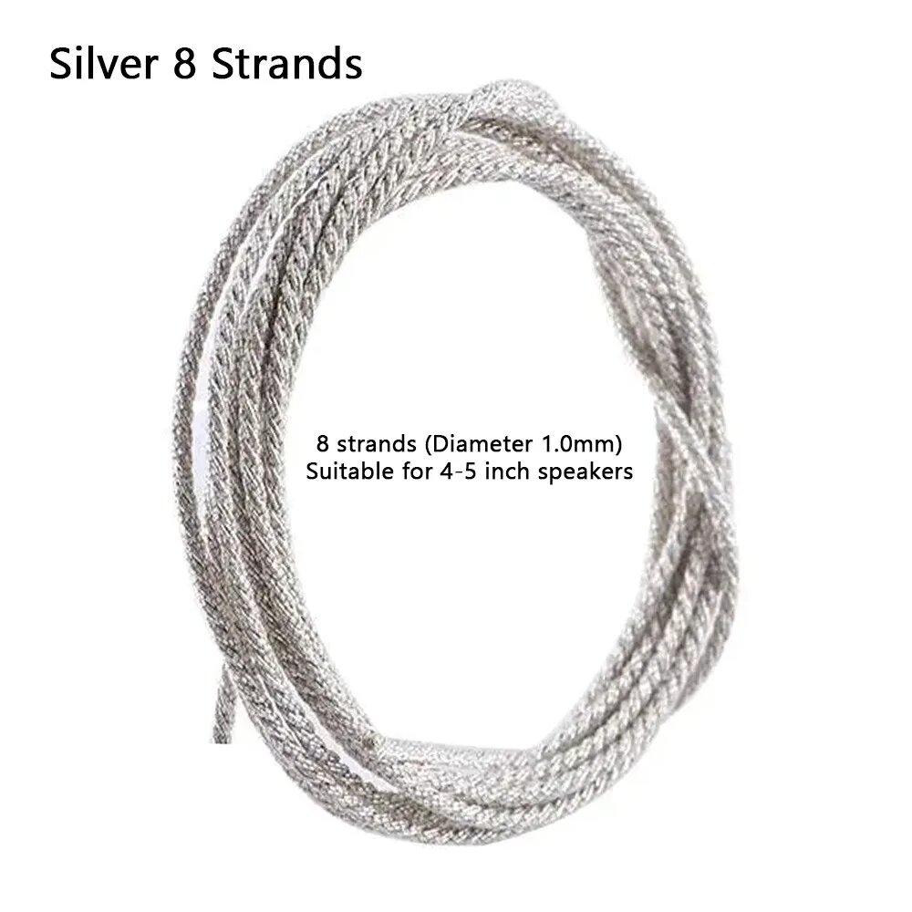 Плетеный медный провод для динамиков 1 метр 8/12/16/24/28/32 жил Серый, Silver 8 Strands