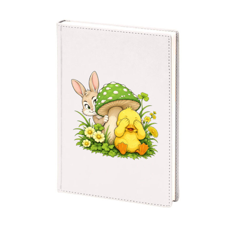 Ежедневник «Кролик и утёнок играют в прятки» (белый)