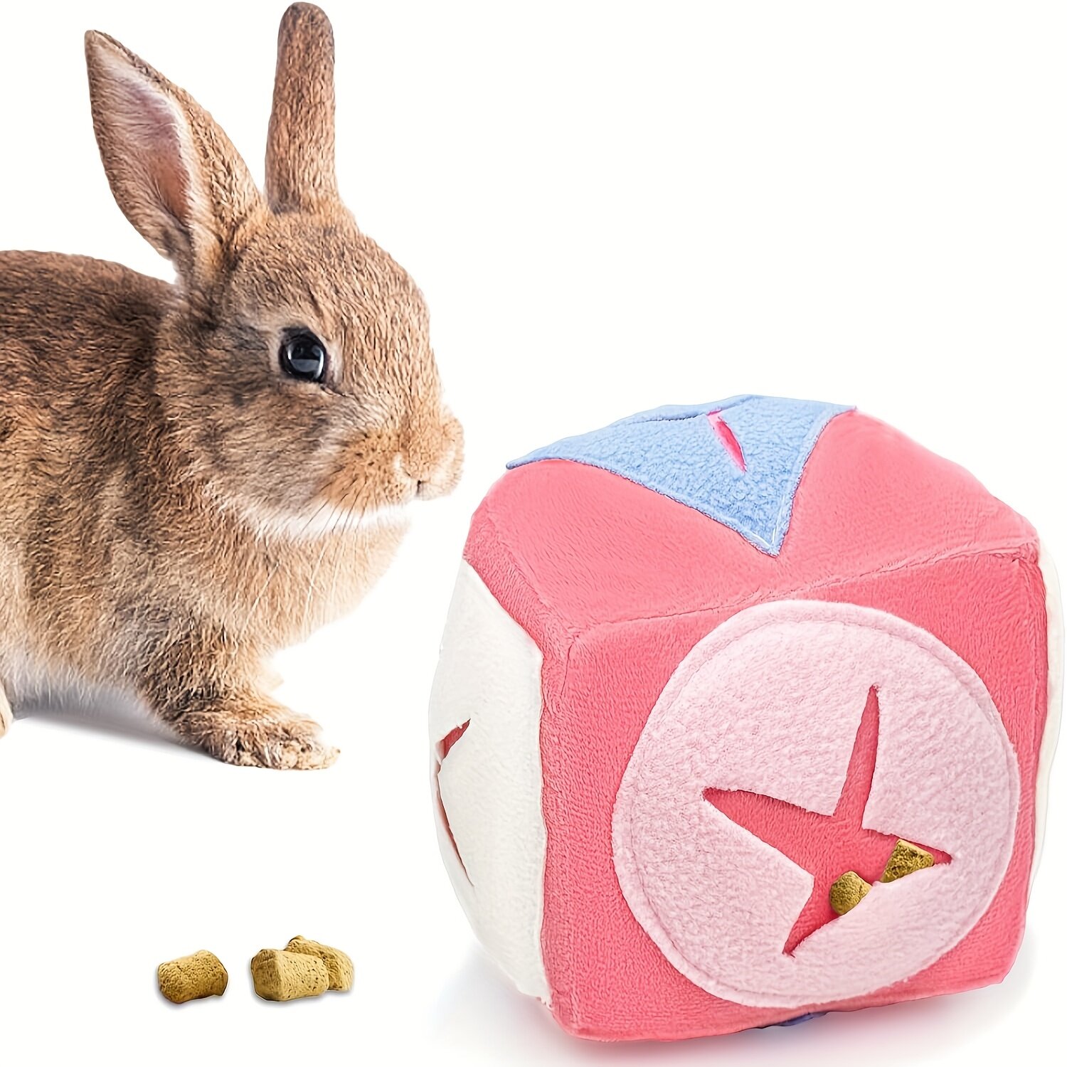 Крупная игрушка для поиска еды с колокольчиком для кролика, розовая