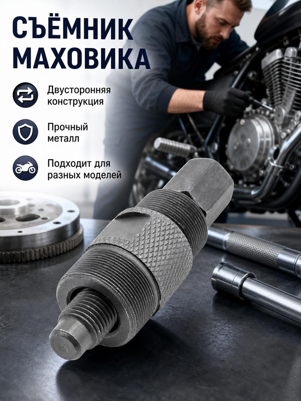 Съемник маховика для скутера GY6 50, двусторонний, металлический.