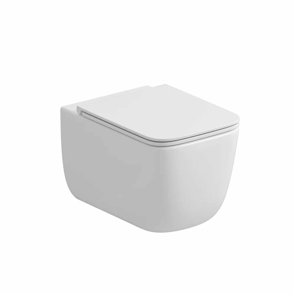 Унитаз подвесной Grossman GR-4409SQ с микролифтом, безободковый, без бачка, антивсплеск, фаянсовый, белый, глянцевый, прямоугольный, сиденье для унитаза в комплекте