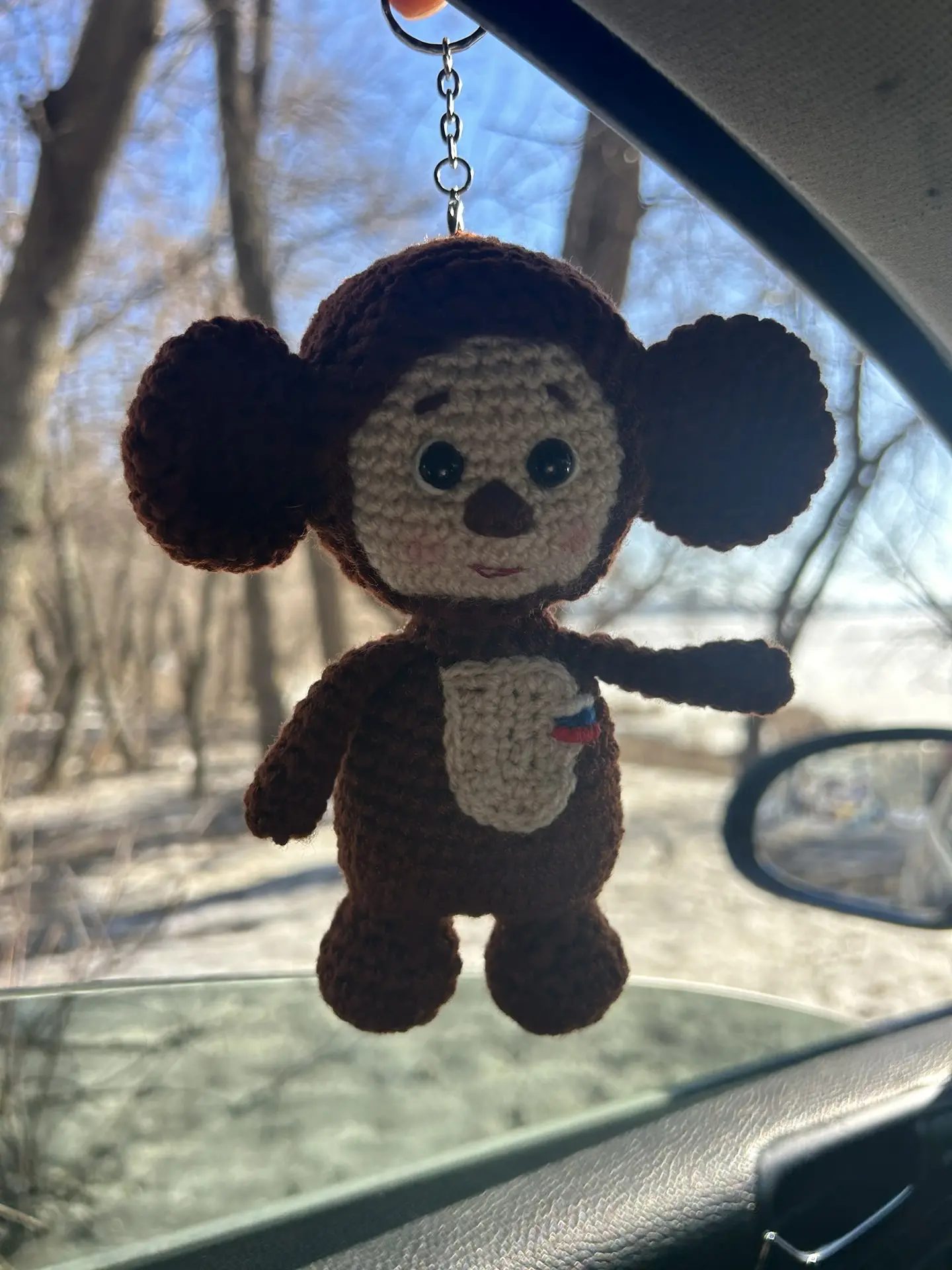 Чебурашка вязанная игрушка-талисман 15см идеальный подарок военному родным и близким