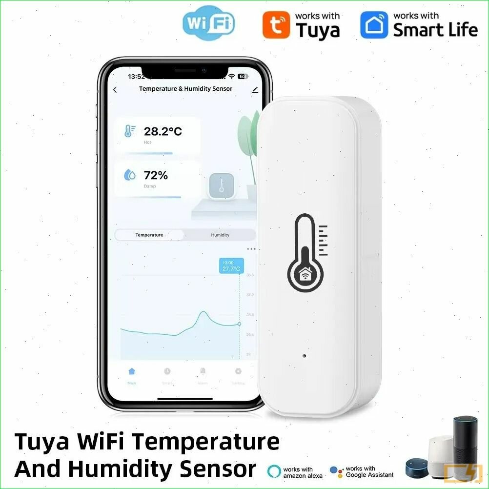 Датчик температуры и влажности Tuya WiFi Датчик влажности в помещении Аккумулятор питания Приложение для мониторинга Alexa Google Home Voice
