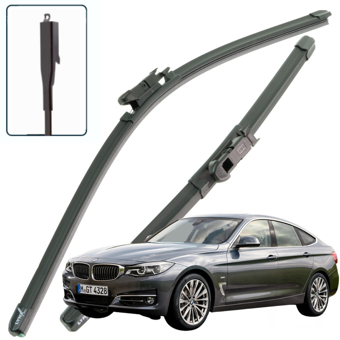 Дворники BMW 3-Series Gran Turismo (6) F34 / БМВ 3 серии гран туризмо Ф34 рест. 2016 / 2017 / 2018 / 2019 / 2020 Щетки стеклоочистителя бескаркасные автомобильные LYNXauto 600мм-480мм к-т 2шт.