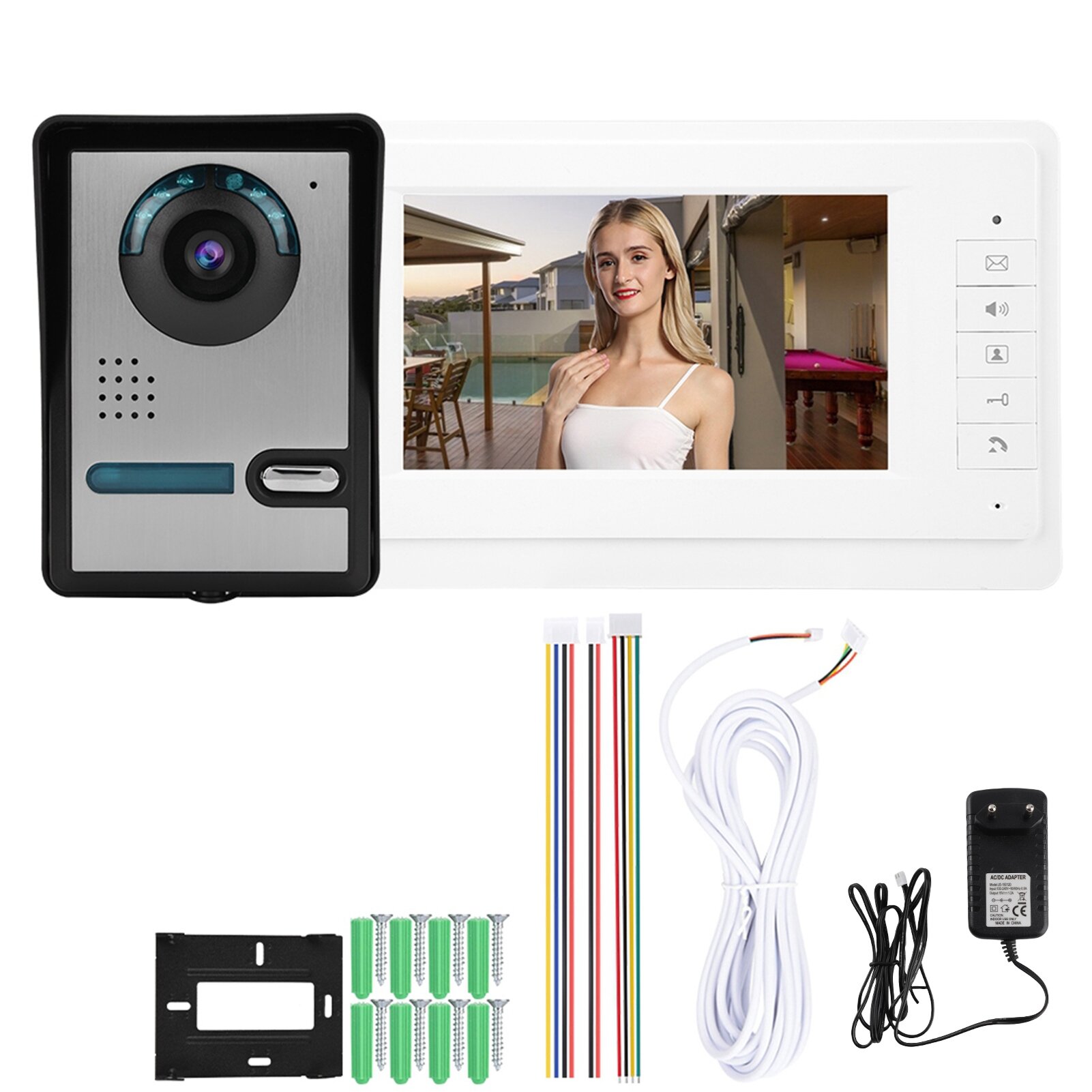 7-дюймовый ЖК-видеодомофон, дверной звонок, домофон, камера, монитор, система домашней безопасности