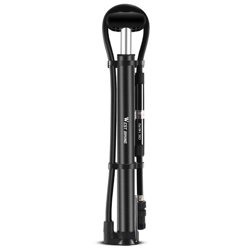 Мини-насос для велосипеда WEST BIKING 140 PSI, портативный, для накачивания шин горных и шоссейных велосипедов, с манометром. Подходит для ниппелей Presta и Schrader для передней вилки и задней подвески.