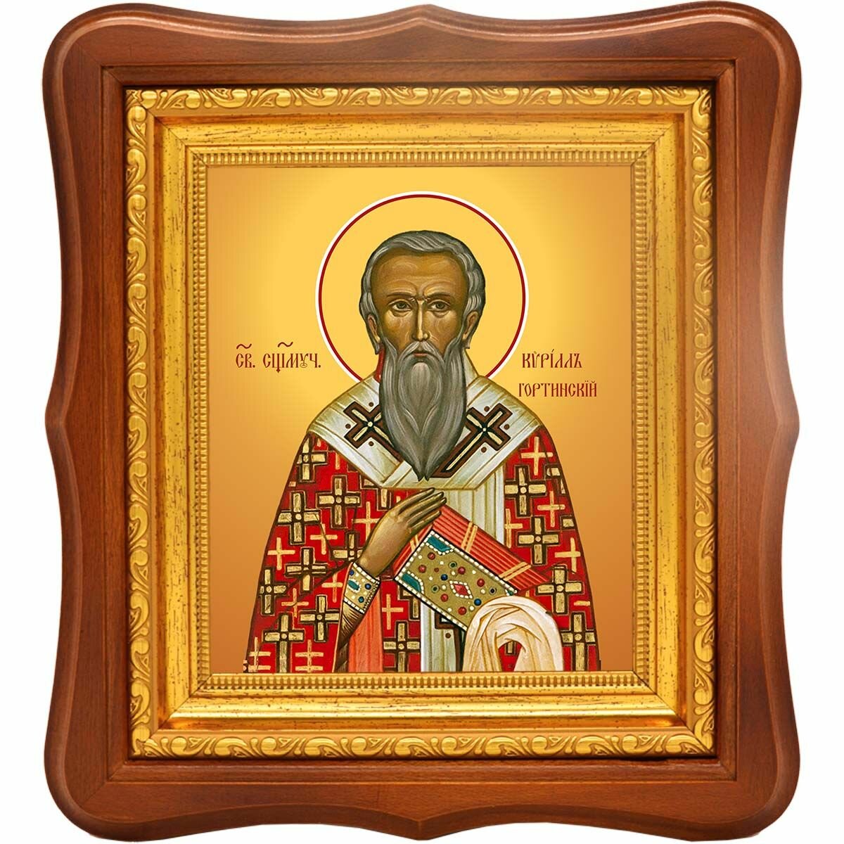 Кирилл Гортинский Священномученик. Икона на холсте. (15 х 18 см / В киоте под стеклом).
