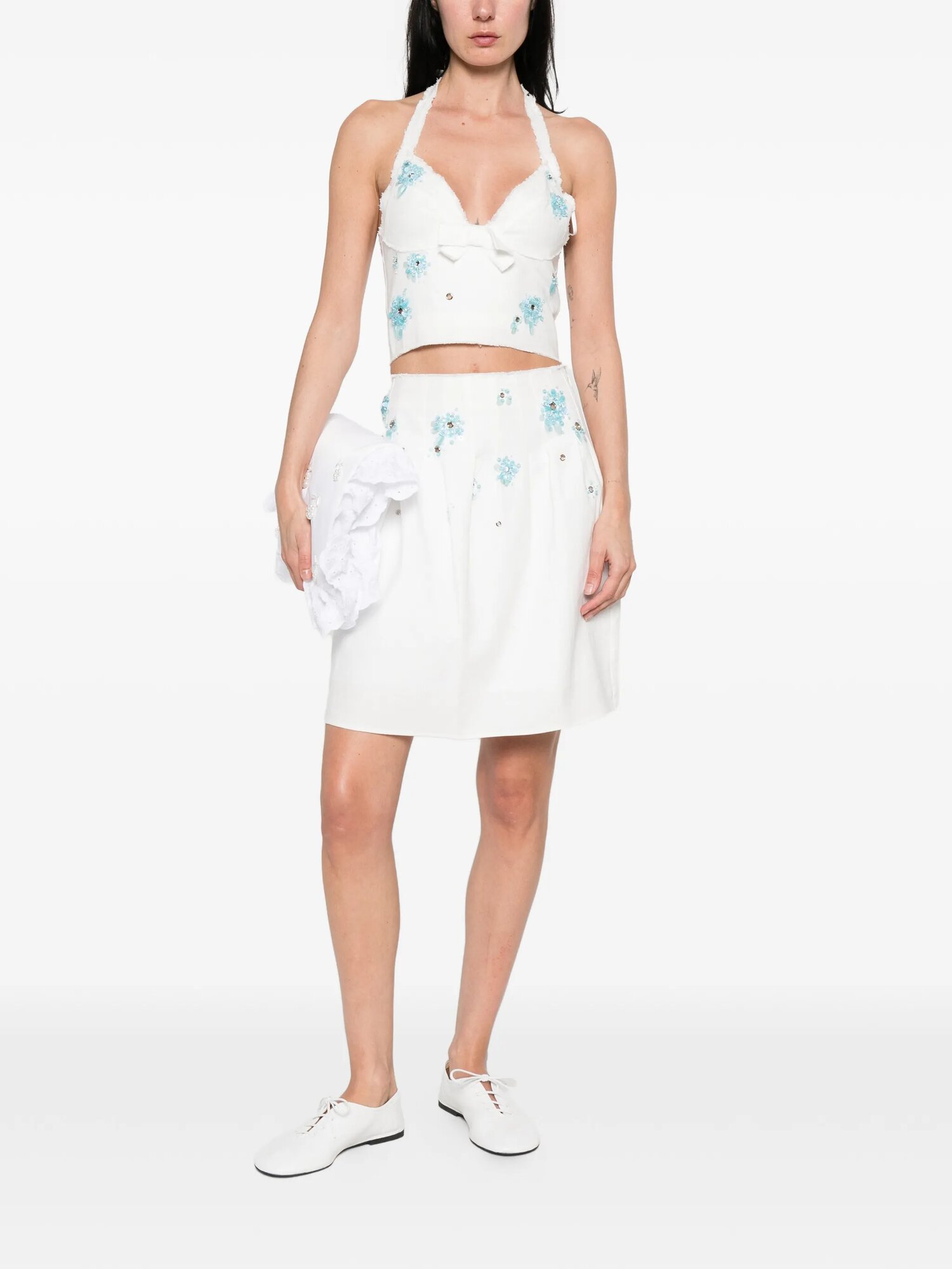 Юбка SHUSHU/TONG Sequin-embellished mini skirt, размер 8, white — фото 1